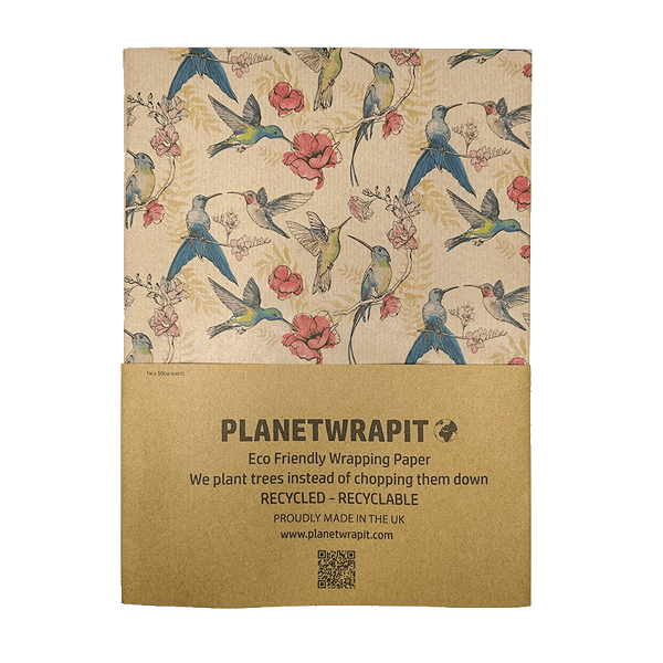 Hummingbird Recycled Kraft Wrapping Paper Gift Wrap (1m x 50cm) - We ...