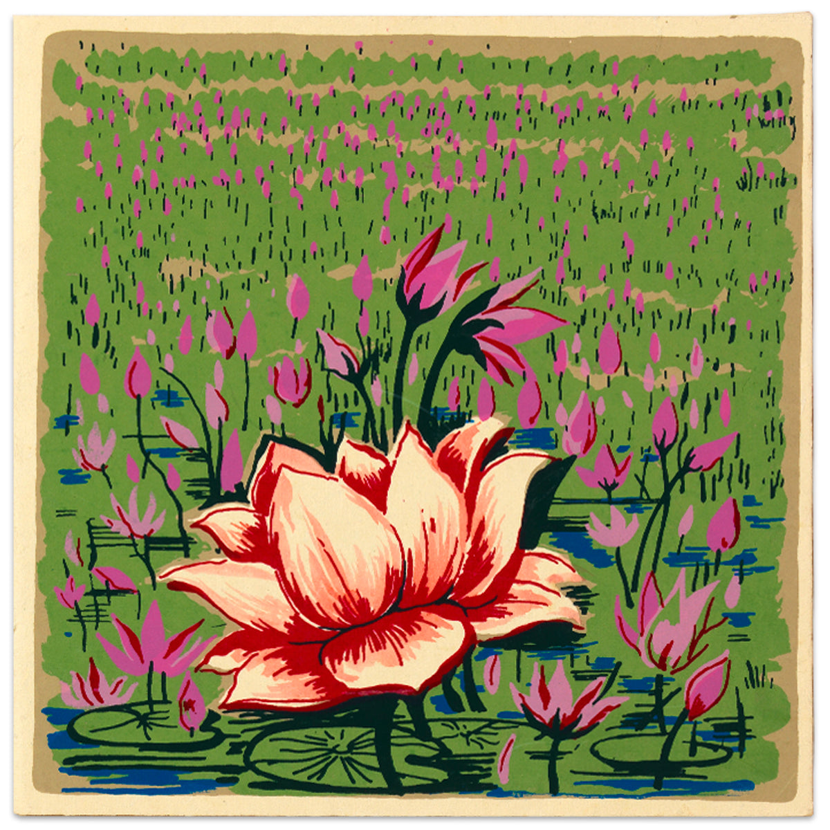 Silk Screen Printed Pink Floral Cards - We Are Fair Trade Ltd